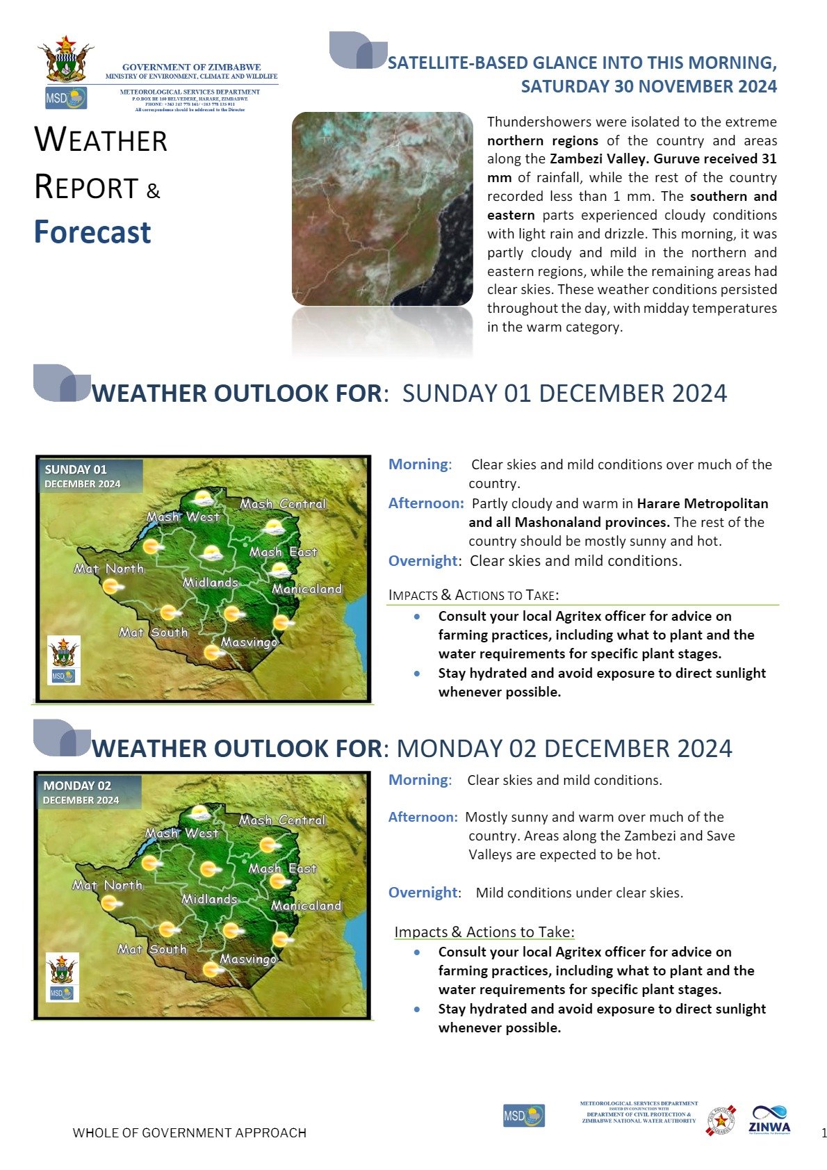 Daily Weather Forecast 30 November 2024