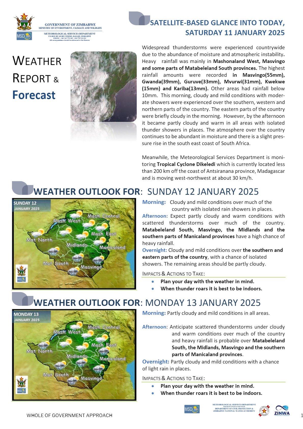 Daily Weather Forecast 11 January 2025