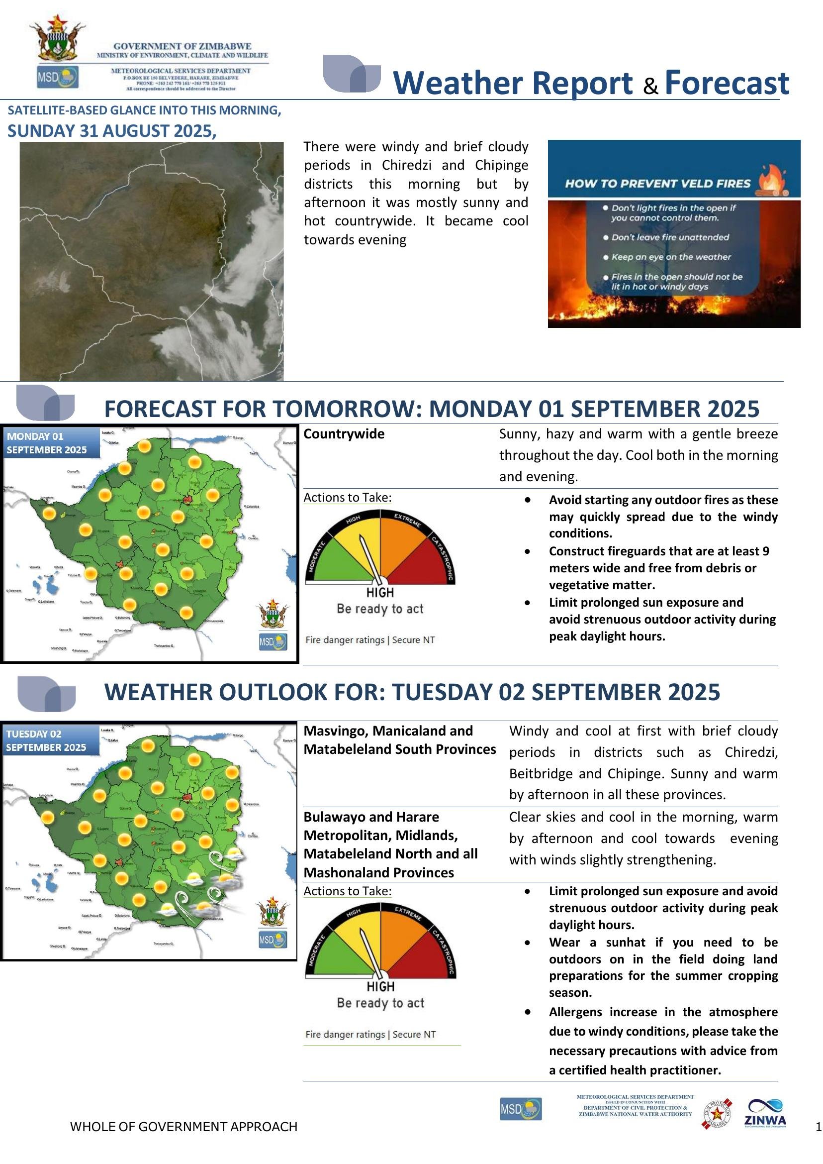 Daily Weather Forecast 31 August 2025