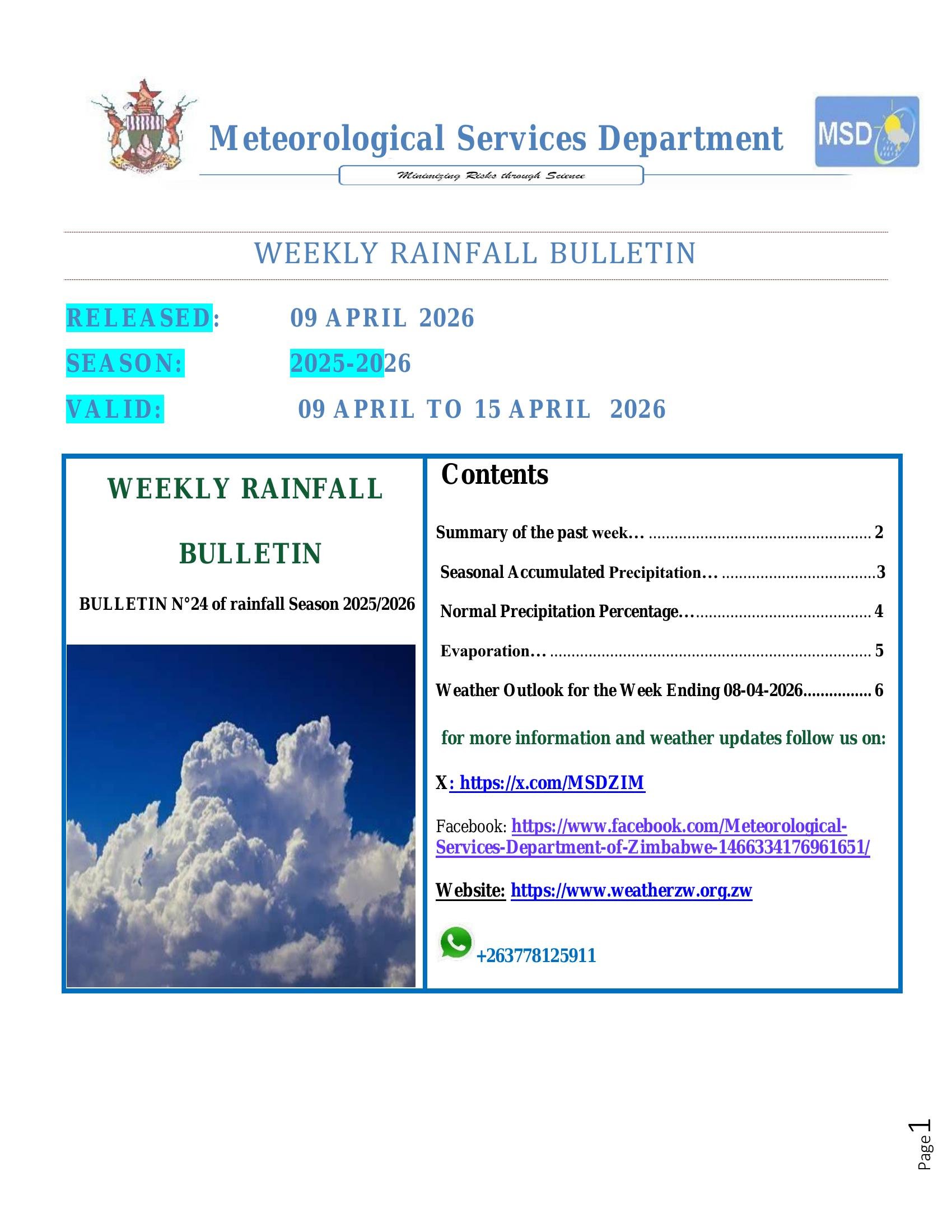 Rainfall Bulletin No.24 2025/26 (08-04-26)